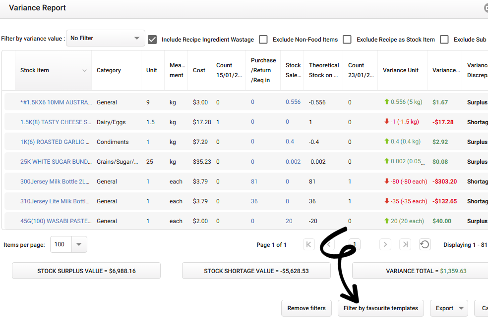 You can now filter by Base Products in the Variance Report